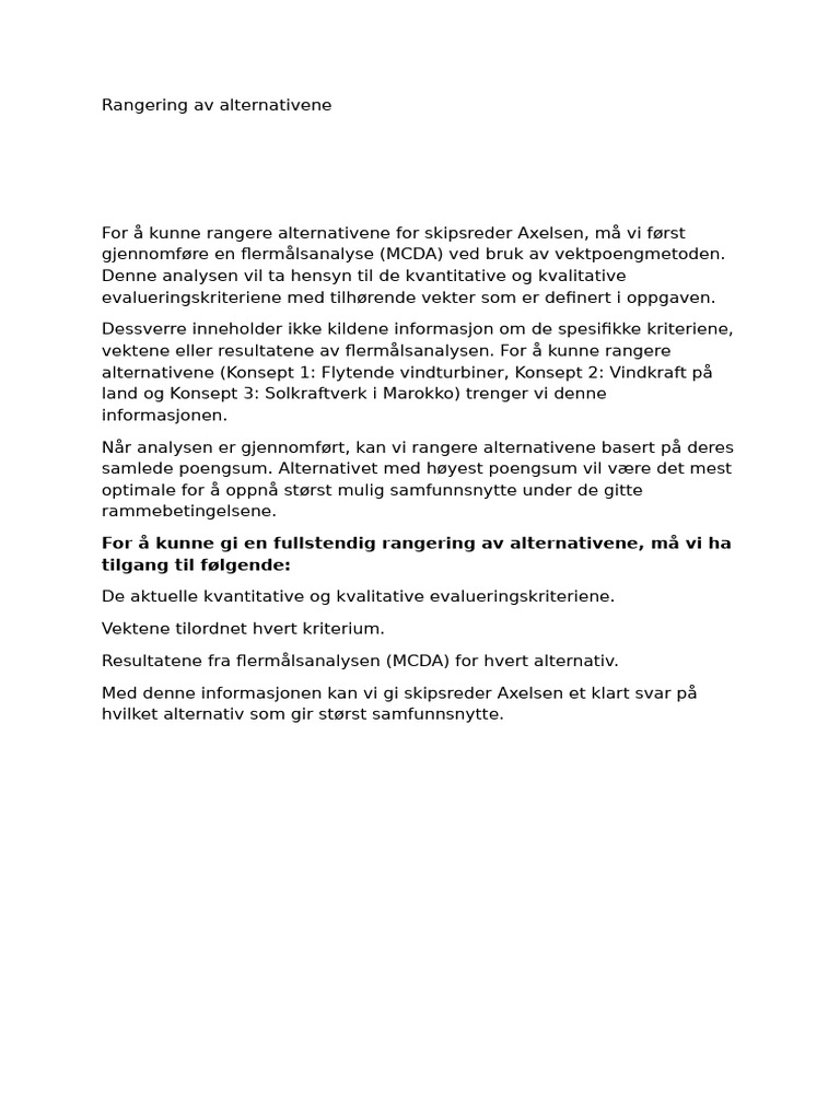 Rangering Av Alternativene | PDF