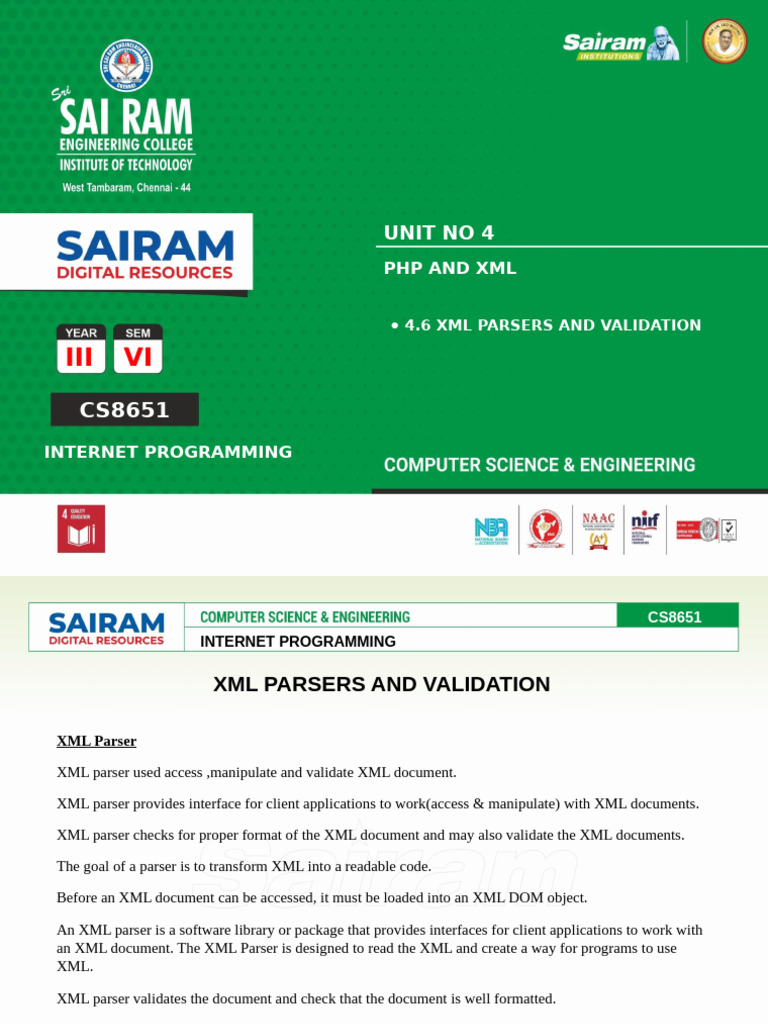 46 Slides Xml Parsers And Validation Pdf Xml Computer Science