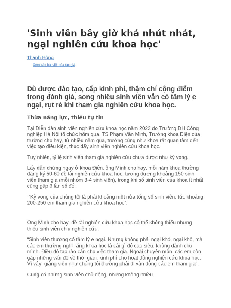 GV K7.2024 Sinh Viên Bây Giờ Khá Nhút Nhát | PDF