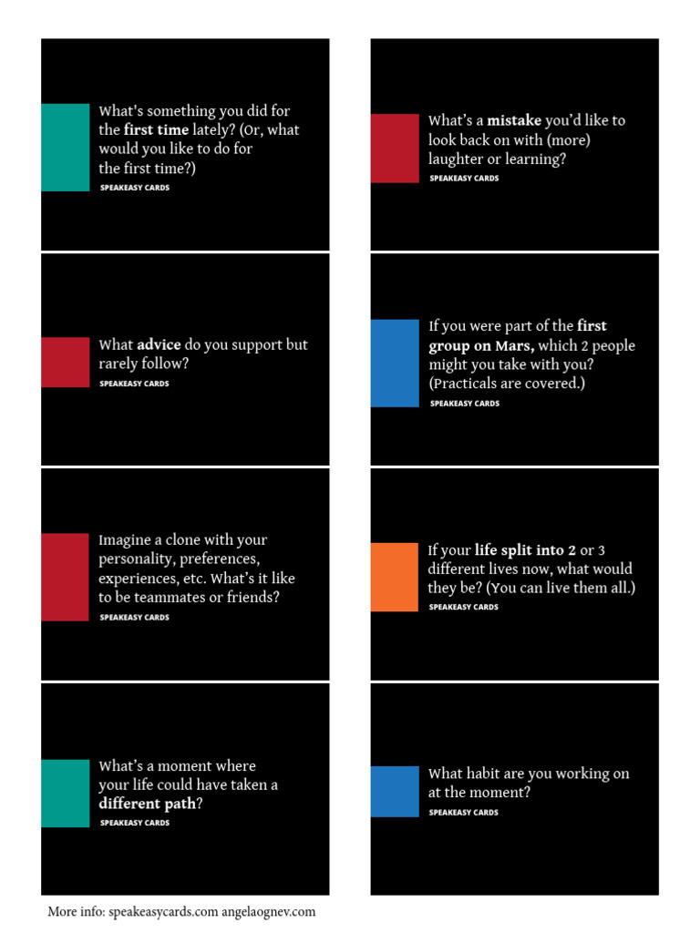 Speakeasy Questions Black PDF | PDF | Social Psychology | Psychological Concepts