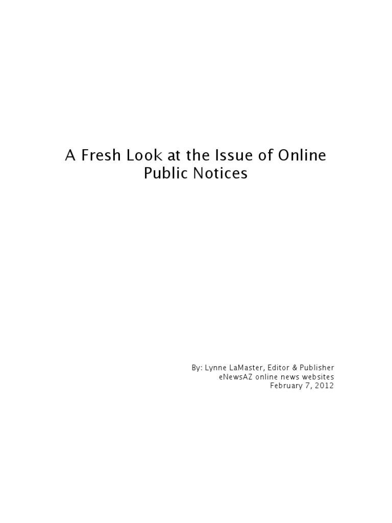 A Fresh Look at The Issue of Online Public Notices | PDF | Newspapers ...