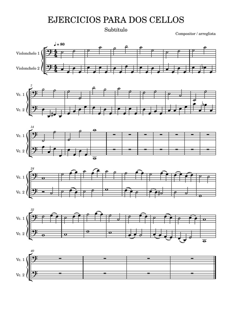 EJERCICIOS PARA DOS CELLOS | PDF