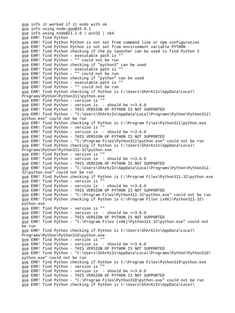 Node-gyp Python Configuration Error | PDF | Software | Microsoft Windows