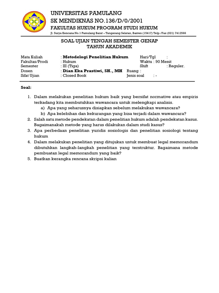 uts metodelogi unpam | PDF