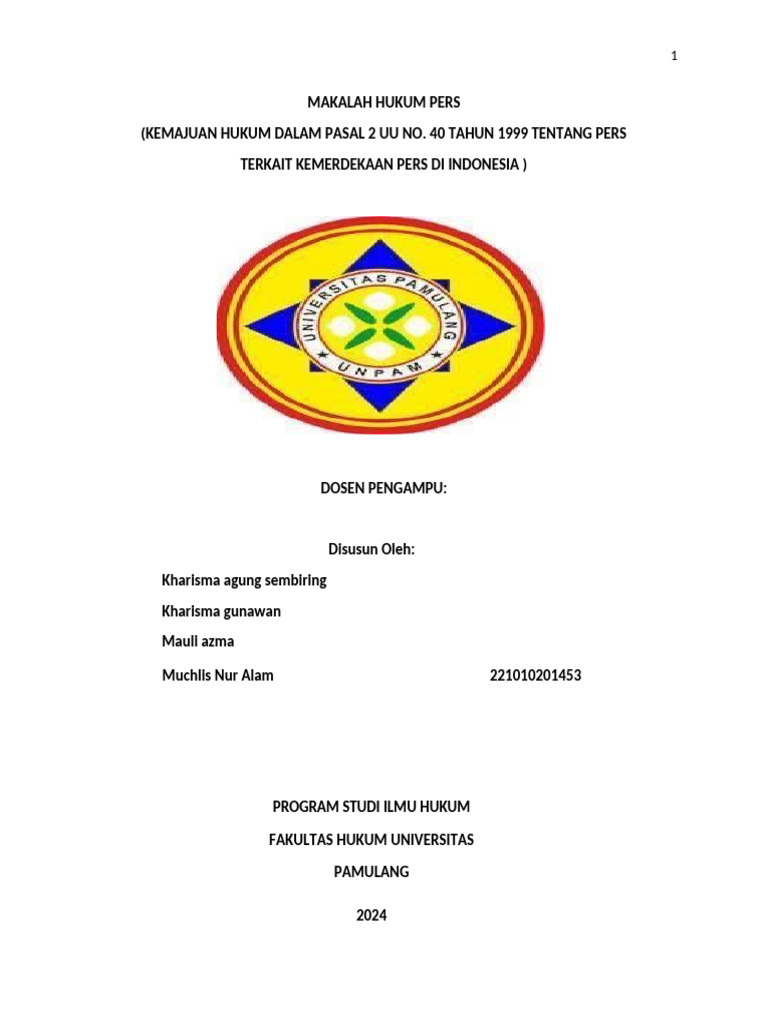 MAKALAH HUKUM PERS | PDF