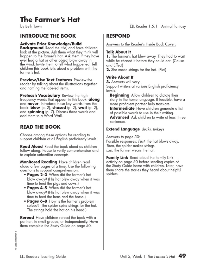 The Farmer - S Hat (Animal Fantasy) | PDF | Reading Comprehension ...
