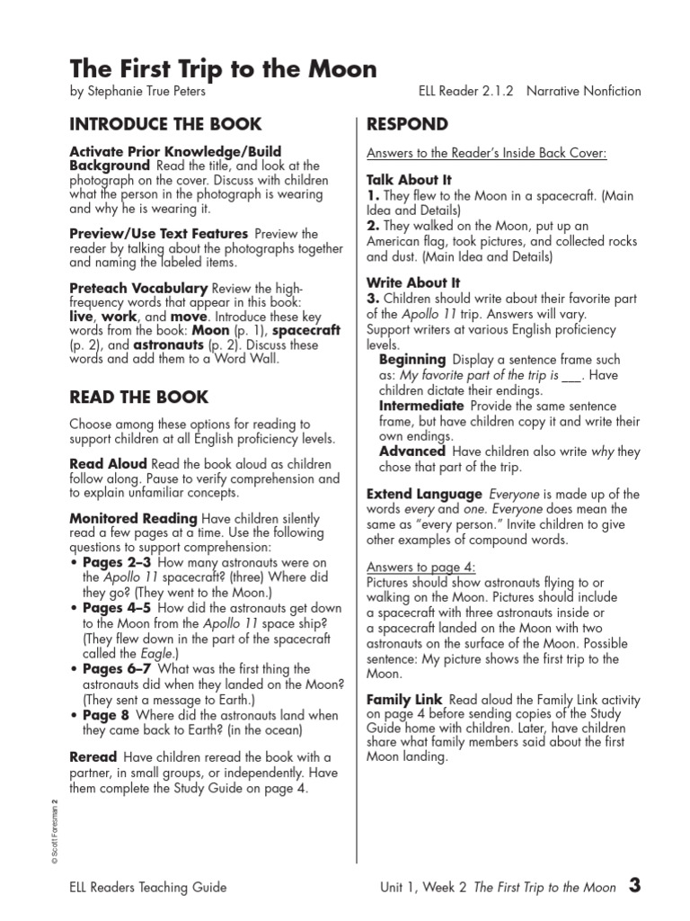 The First Trip to the Moon (Narrative Nonfiction) | PDF | Reading ...