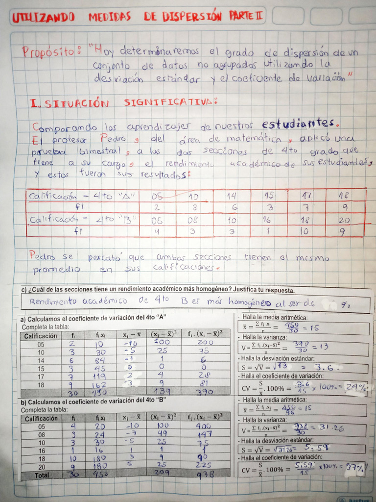 MEDIDAS DE DISPERCION | PDF | Análisis de los datos | Matemáticas