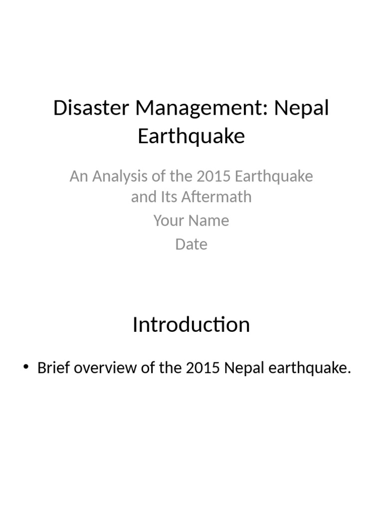 Nepal Earthquake Disaster Management | PDF