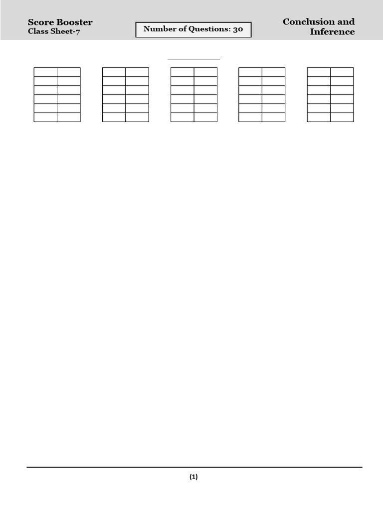Score Booster Sheet-7 - Conclusion and Inference - Ans. | PDF