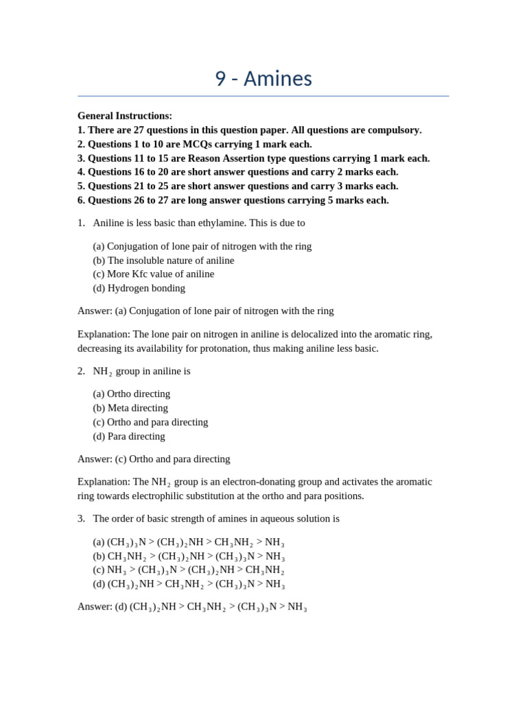 9. Amines | PDF | Amine | Acid
