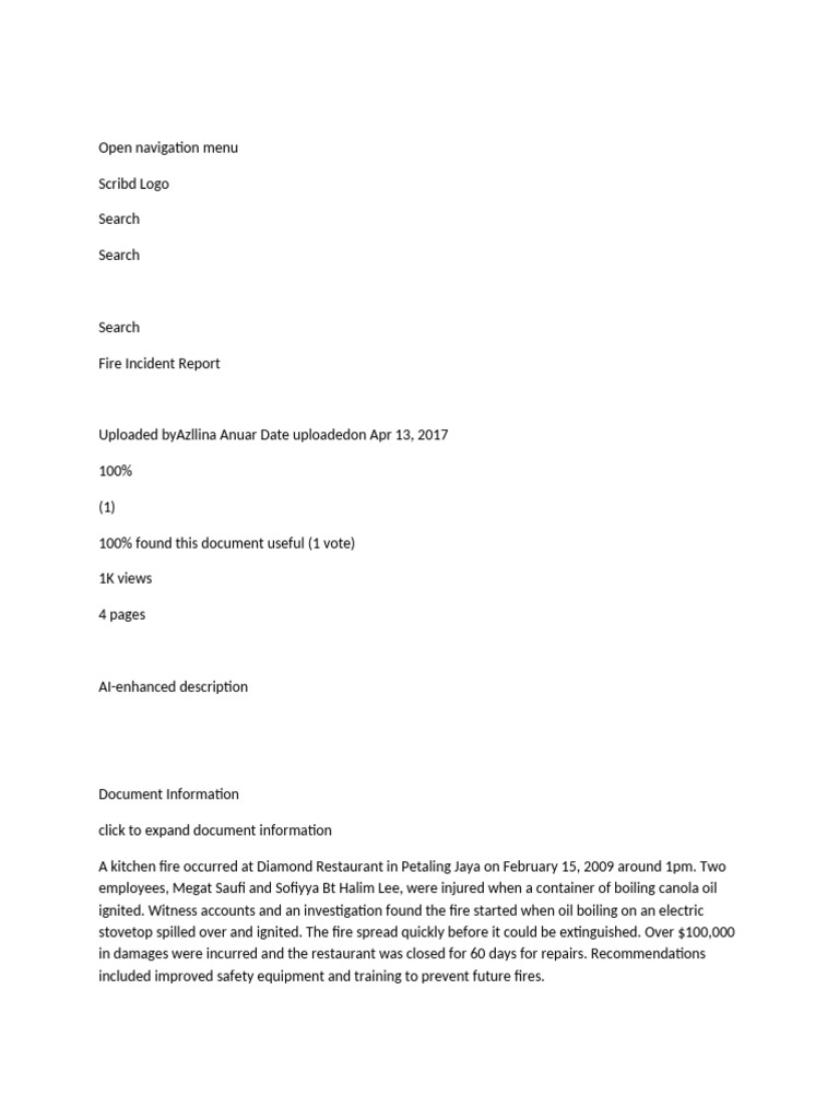 Fire Report | PDF | Scribd | Online Services