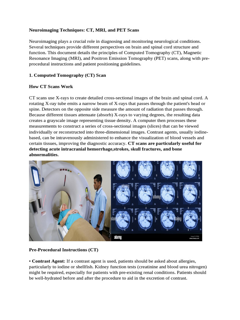 Neuroimaging Techniques | PDF | Magnetic Resonance Imaging | Ct Scan