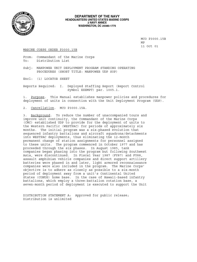 MCO P3000.15B | PDF | Military Organization | United States Marine Corps