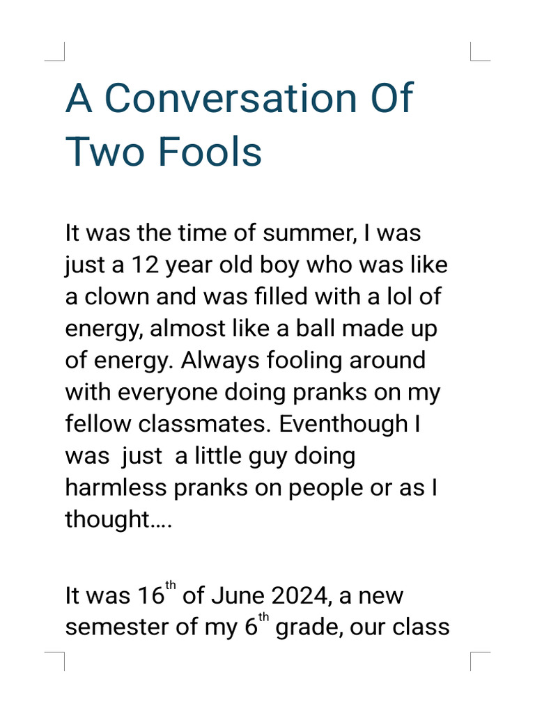 A Conversation of Two Fools | PDF