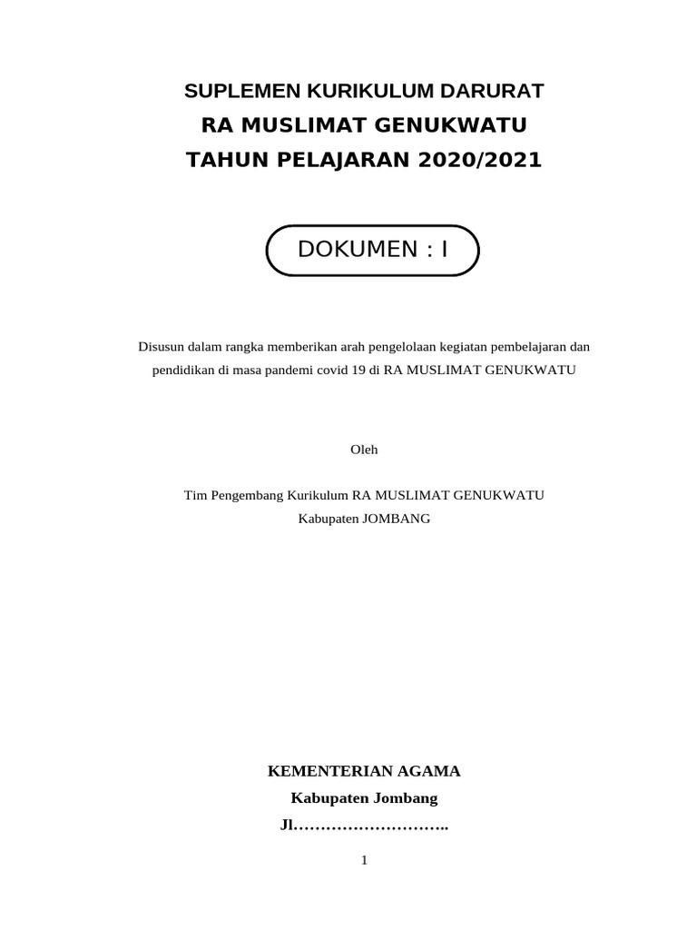 KURIKULUM DARURAT EDIT 20 Juni - RAM GENUKWATU | PDF