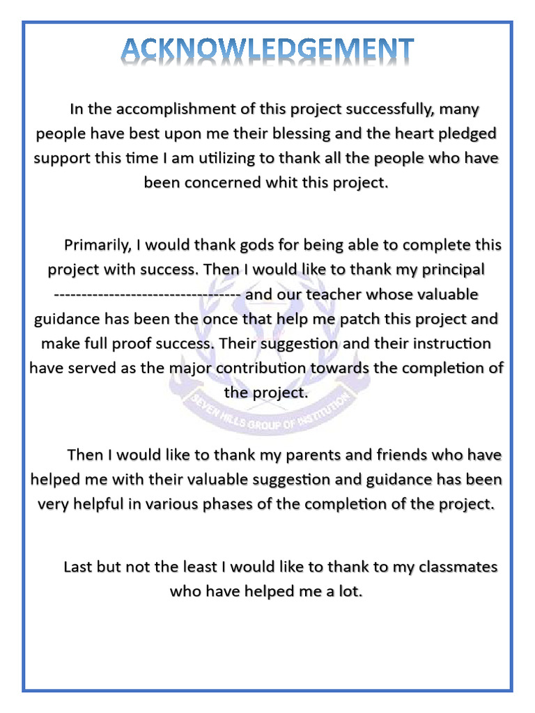 Acknowledgment for Physics Project Completion | PDF | Optics