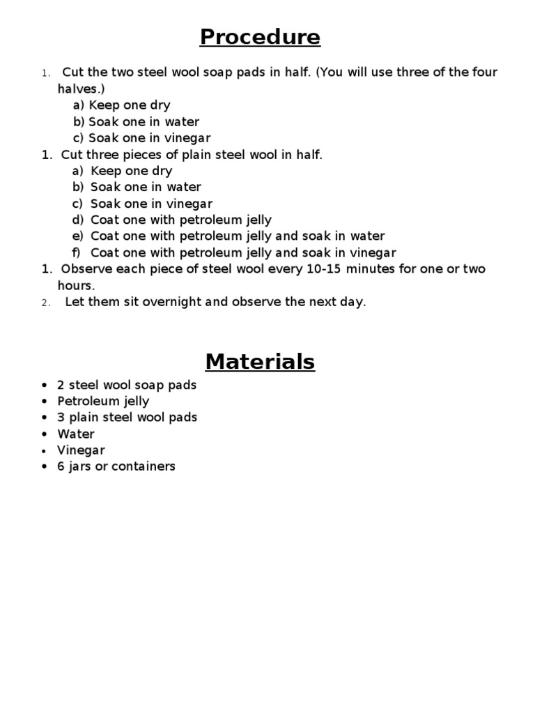 Science Experiment | PDF | Rust | Anode