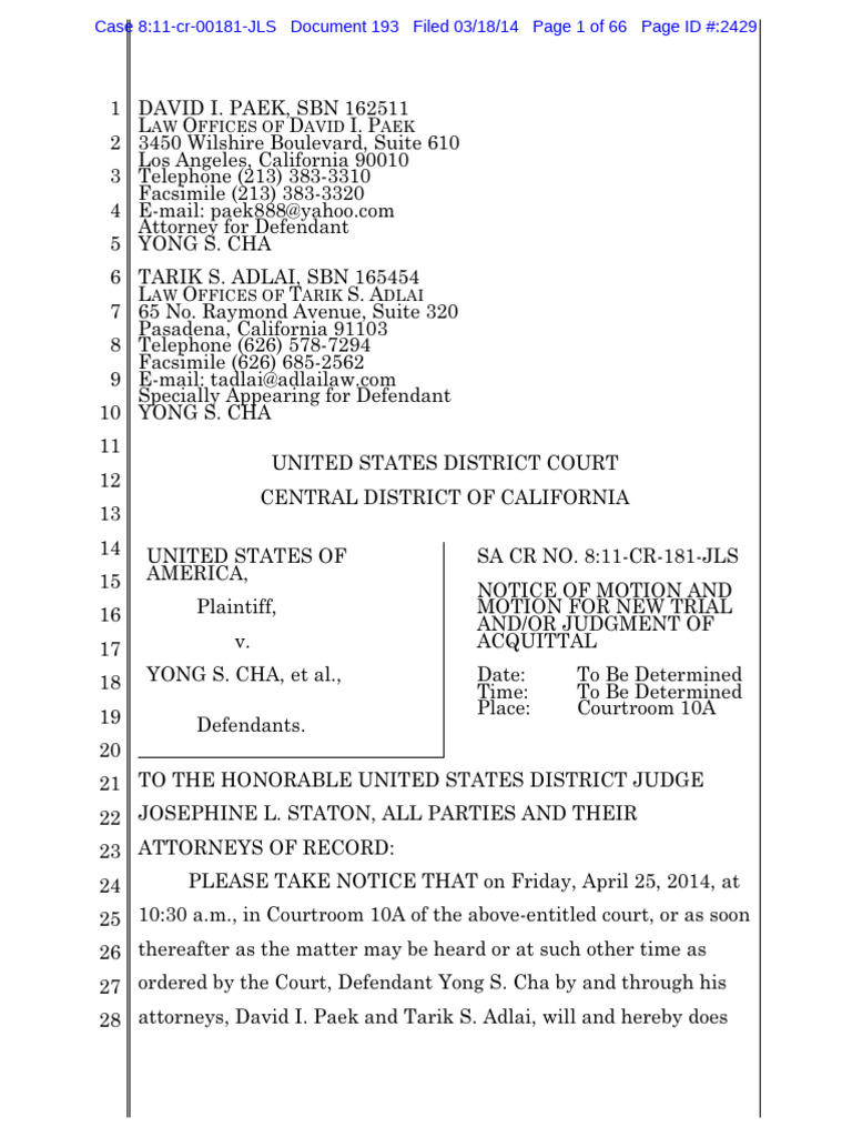 Cha 193 Second Motion For New Trial | PDF | Reasonable Doubt | Hearsay