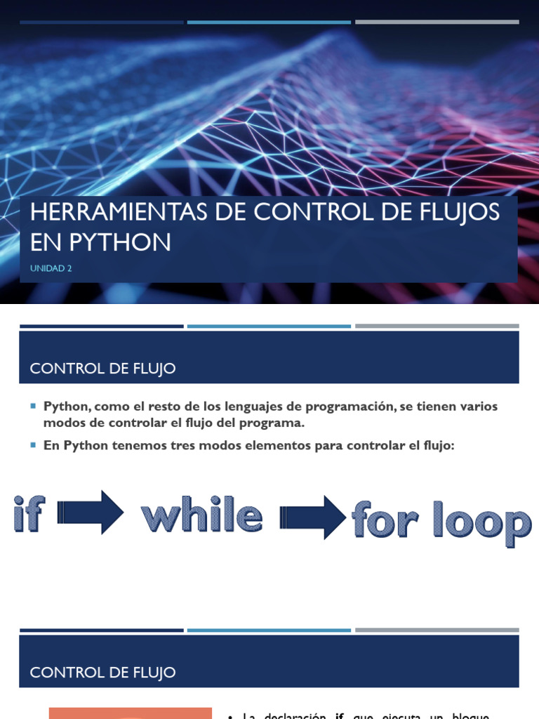 Control de Flujos en Python: Guía Completa | PDF | Programación de computadoras | Ingeniería de ...