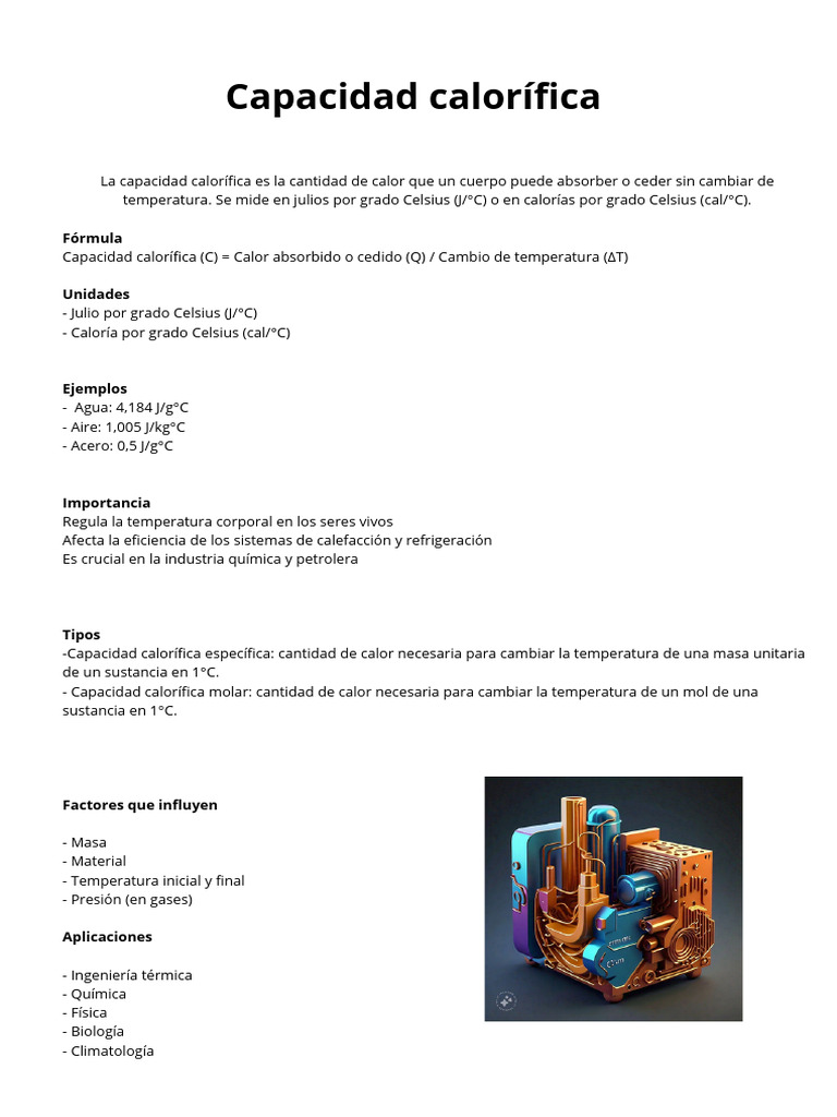 Capacidad Calorífica: Fórmula y Ejemplos | PDF