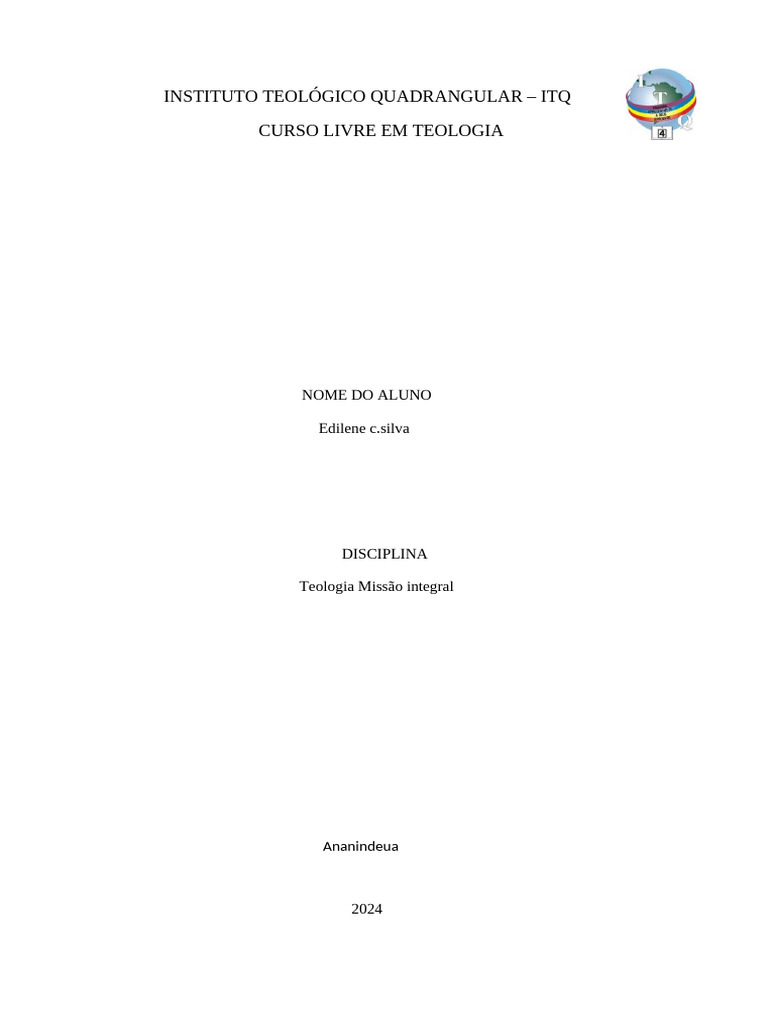 Cópia de Capa Trabalhos e Folha de Rosto ITQ - Modelo-1 | PDF