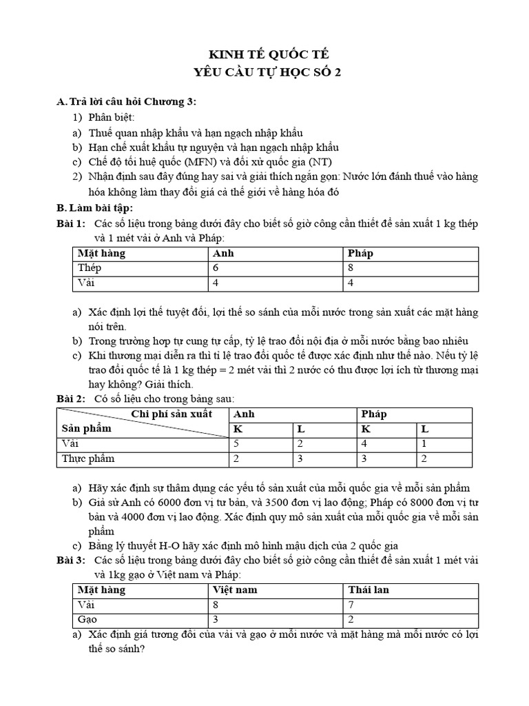 KTQT - Yêu cầu tự học số 2 | PDF
