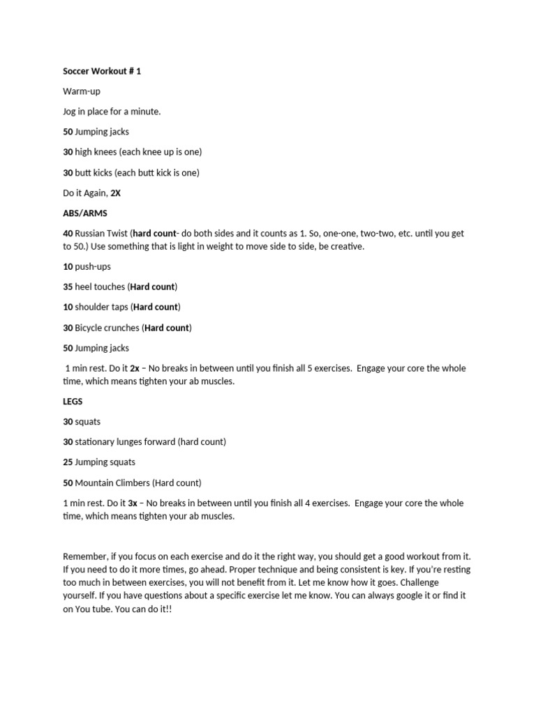 Soccer Workout # 1 | PDF