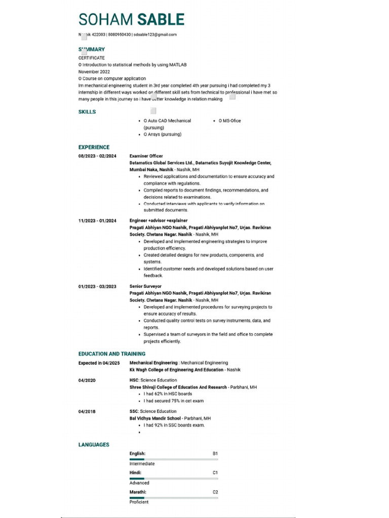 CV Format | PDF