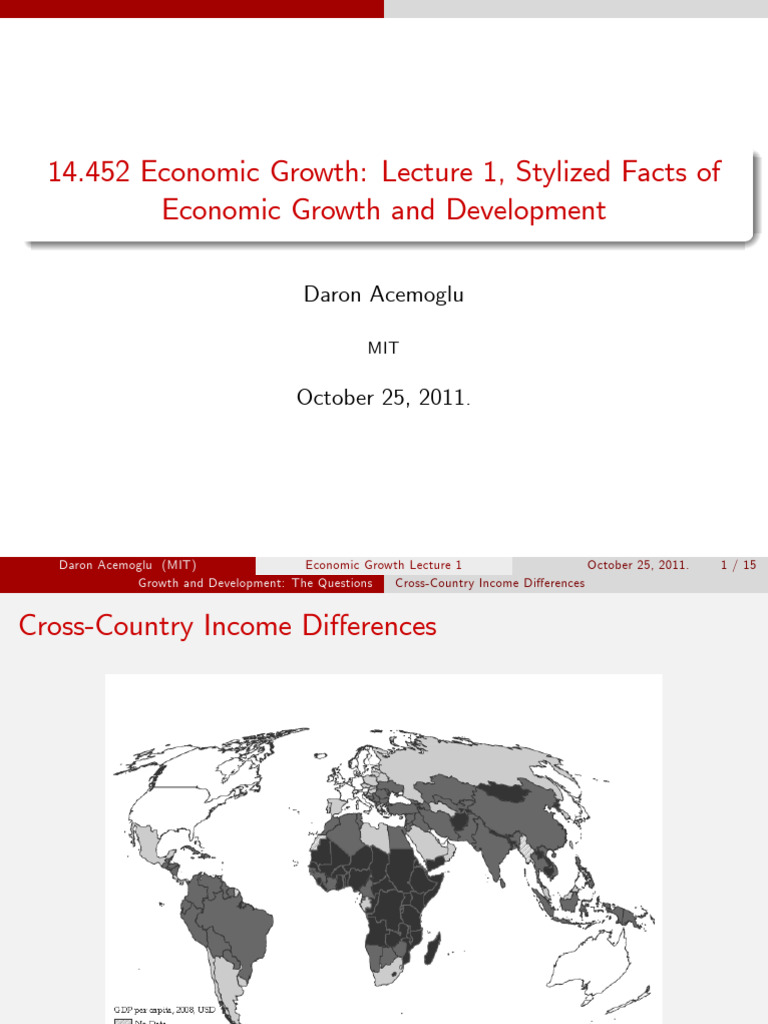 Lecture 1 - Stylized Facts of Economic Growth and Development | PDF ...