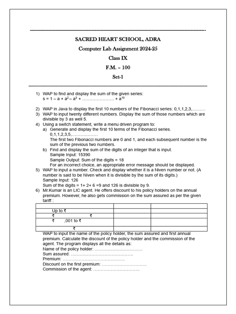 Computer Lab Assignment StdIX Set1 | PDF | Computer Science | Computing