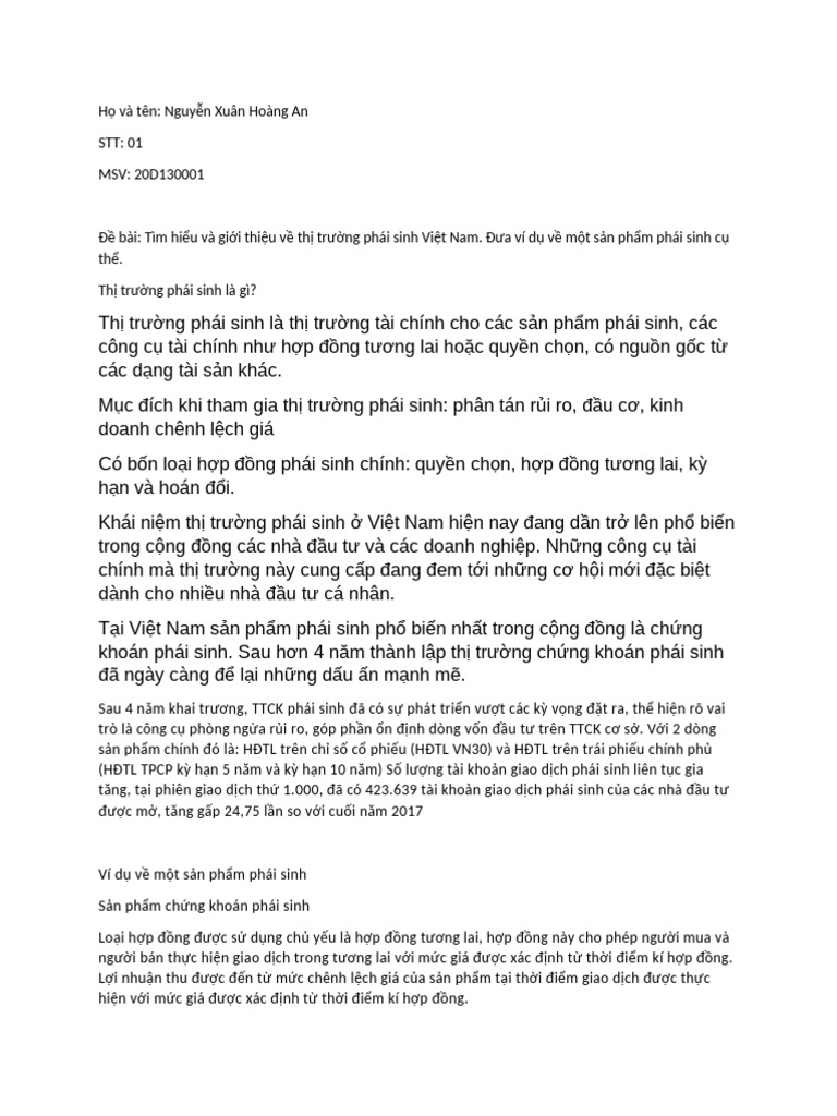 thị trường phái sinh | PDF