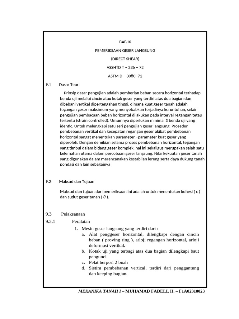 Andat Mektan Bab Ix Kuat Geser Langsung | PDF
