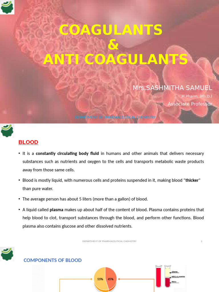 Coagulants and Anticoagulants Overview | PDF | Coagulation | Thrombosis