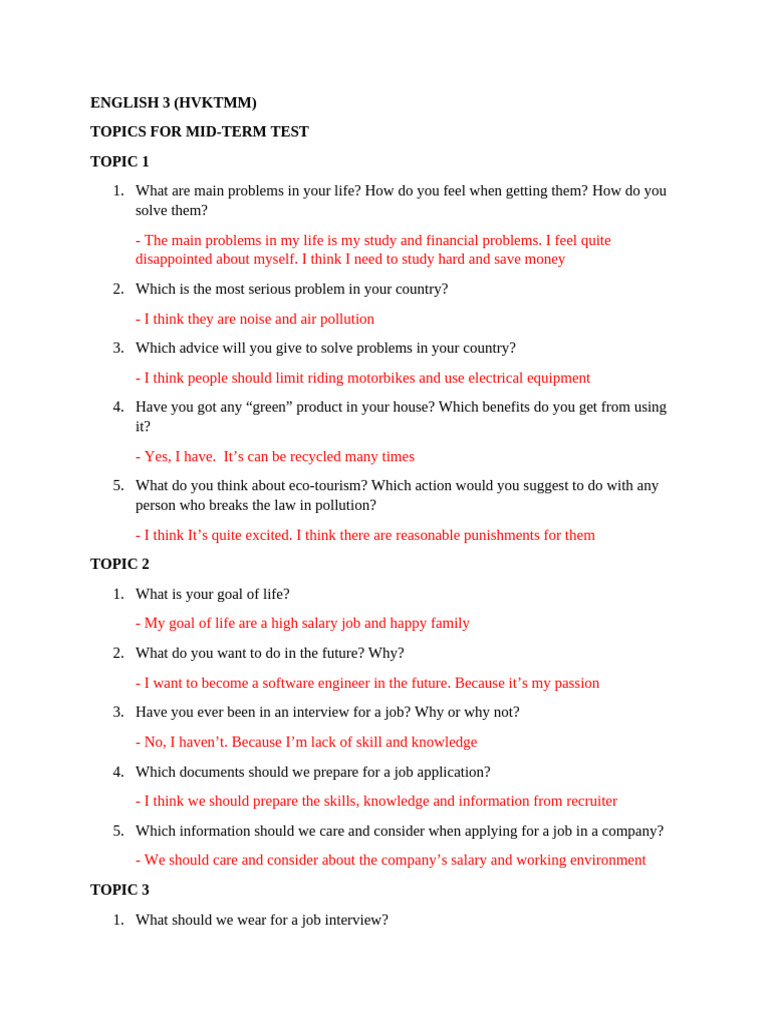 English 3 Askanswer Topics | PDF | Knowledge