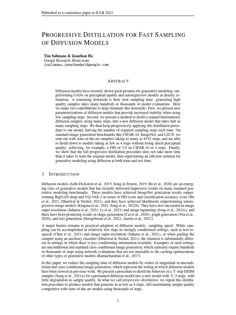 Progressive Distillation For Fast Sampling | PDF | Computational ...