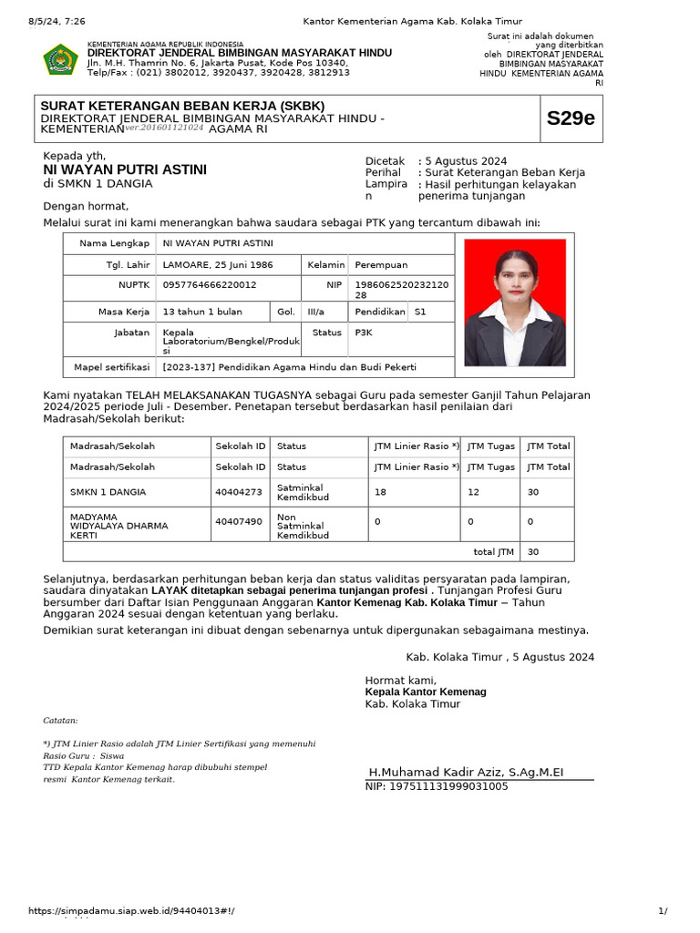 SKBK Ni Wayan Putri Astini | PDF