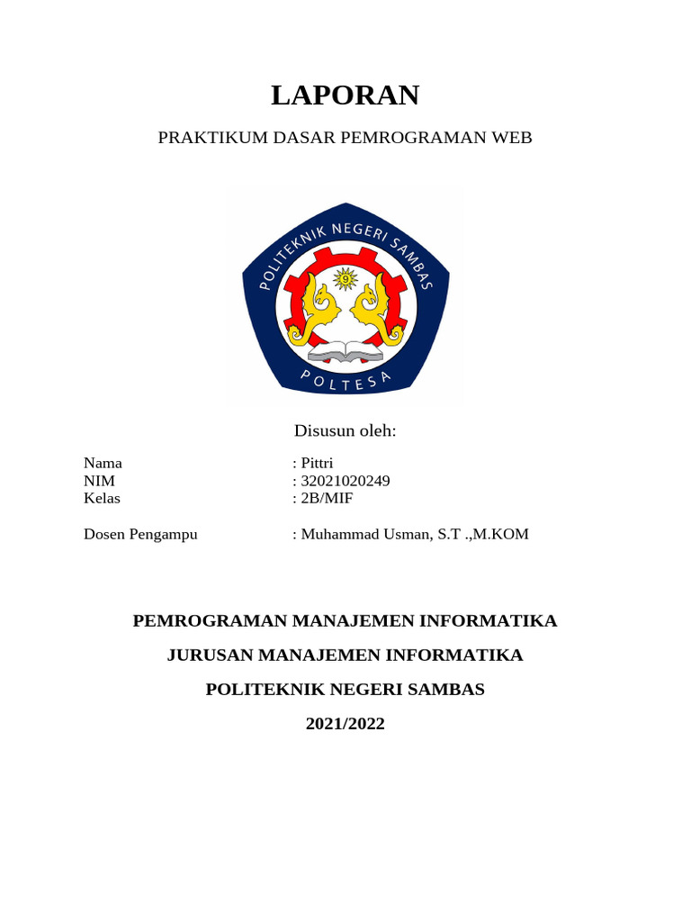 Web Programming Practicum Report | PDF | Mathematical Logic | Computing
