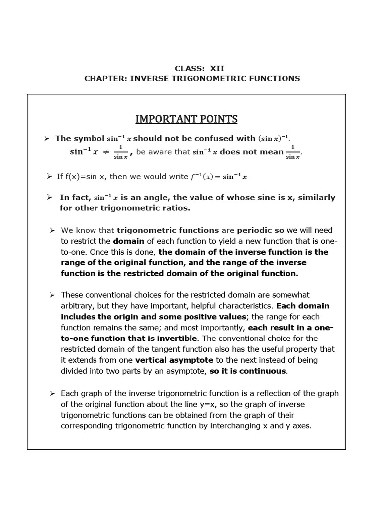 Inverse Trigonometric Functions | PDF | Trigonometric Functions | Function (Mathematics)
