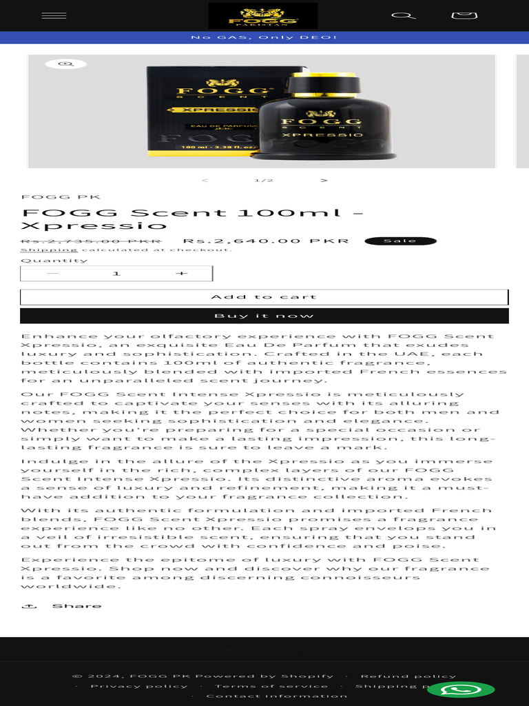 FOGG Scent 100ml - Xpressio - FOGG PK | PDF