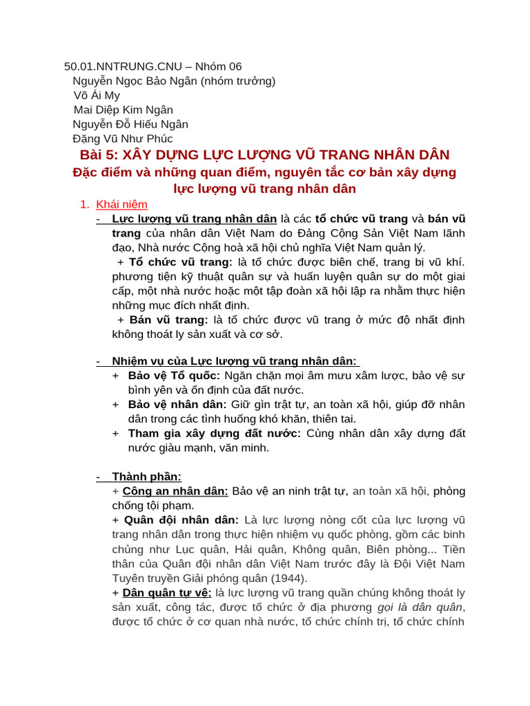 Nhóm 6 - Xây D NG L C Lư NG Vũ Trang Nhân Dân | PDF