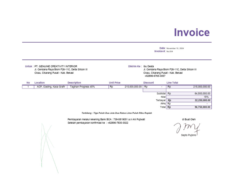Invoice Acp 45 % Acc | PDF