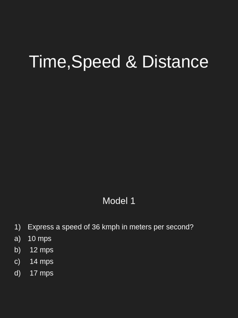 Time,Speed Distnce1 | PDF | Speed | Physical Quantities