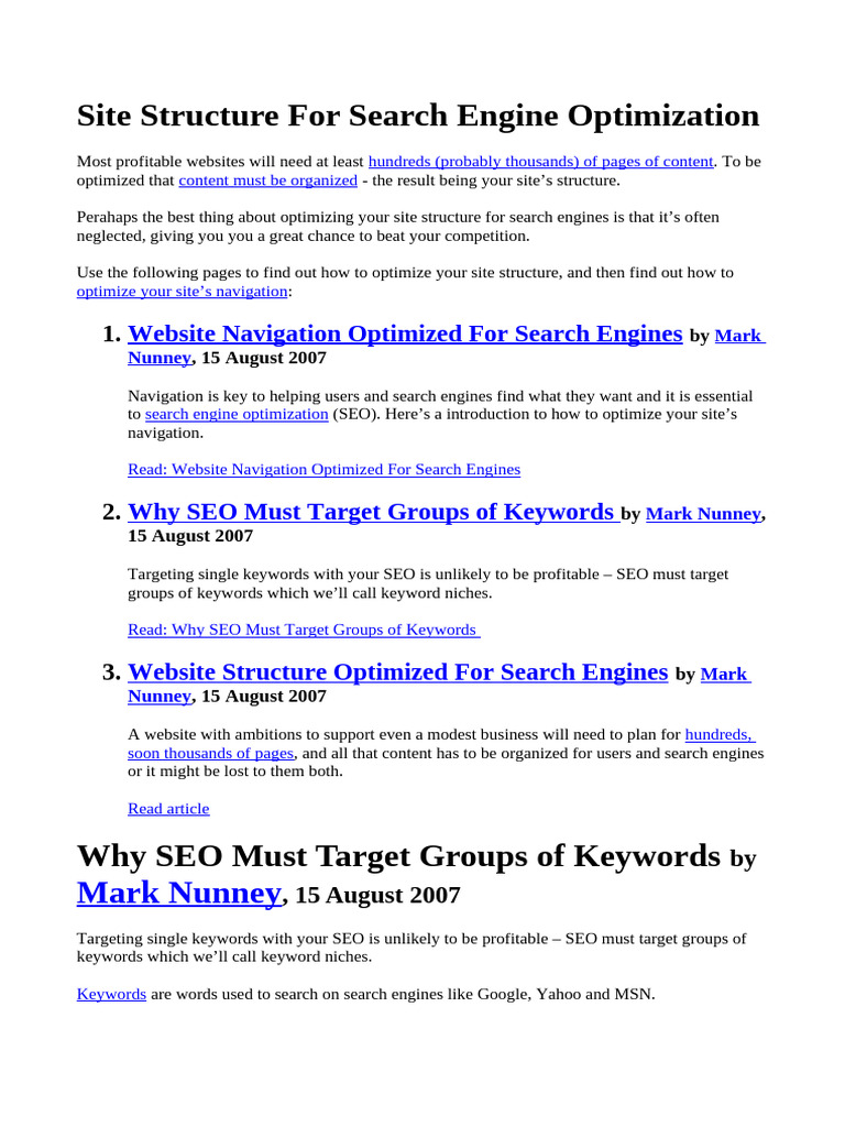 Site Structure For Search Engine Optimization | PDF | Search Engine Optimization | Cyberspace
