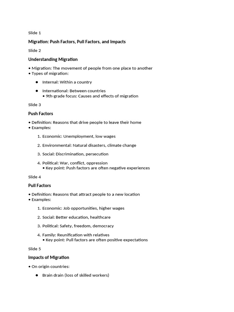 9th Grade Migration Presentation Slides | PDF