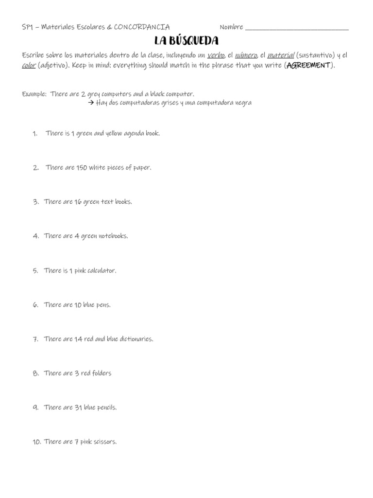 SP1 - U2 - List of School Supplies For Activity | PDF