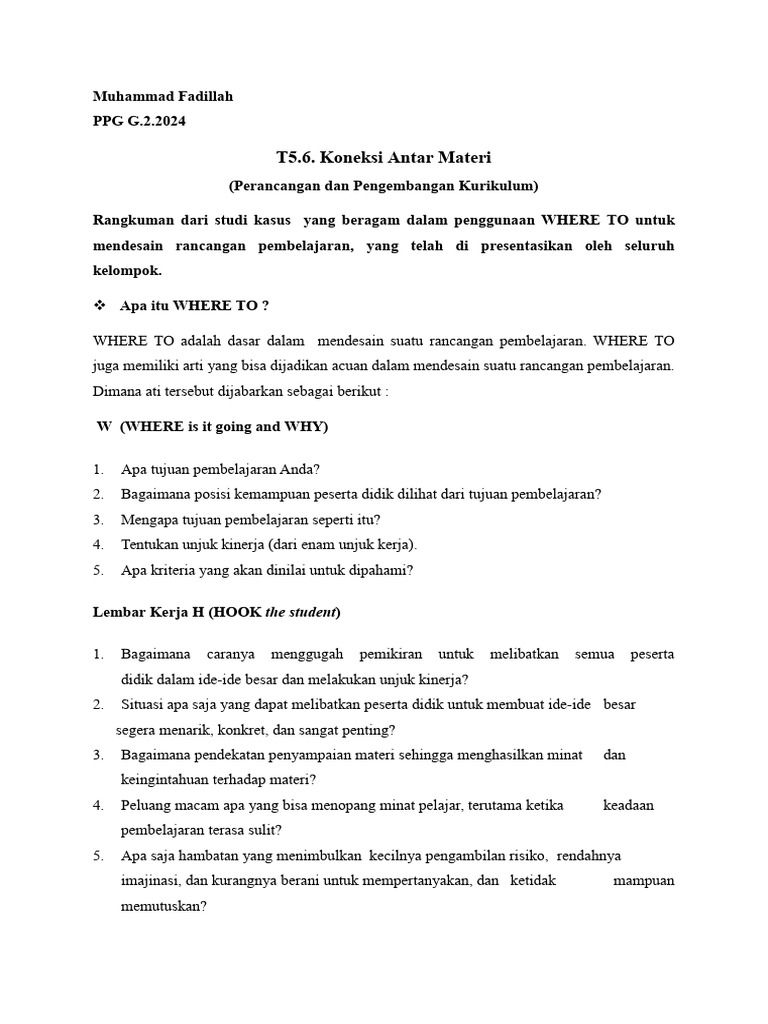T.5.6. Koneksi Antar Materi (PPK) | PDF