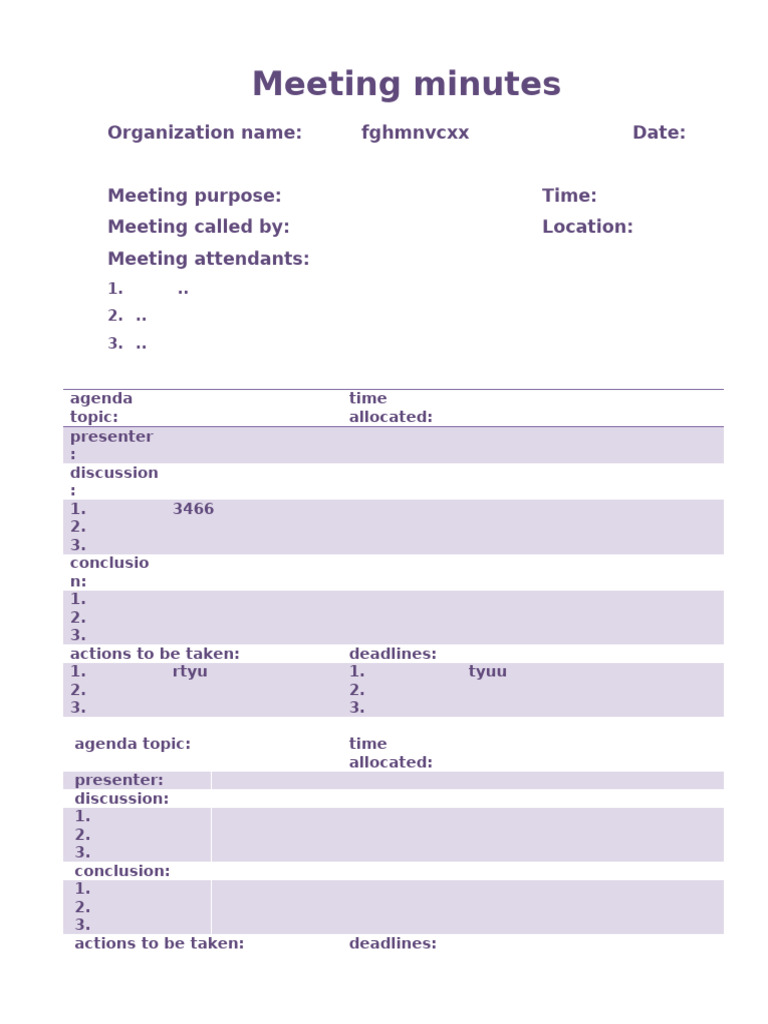 Meeting Minutes Gfdgg | PDF