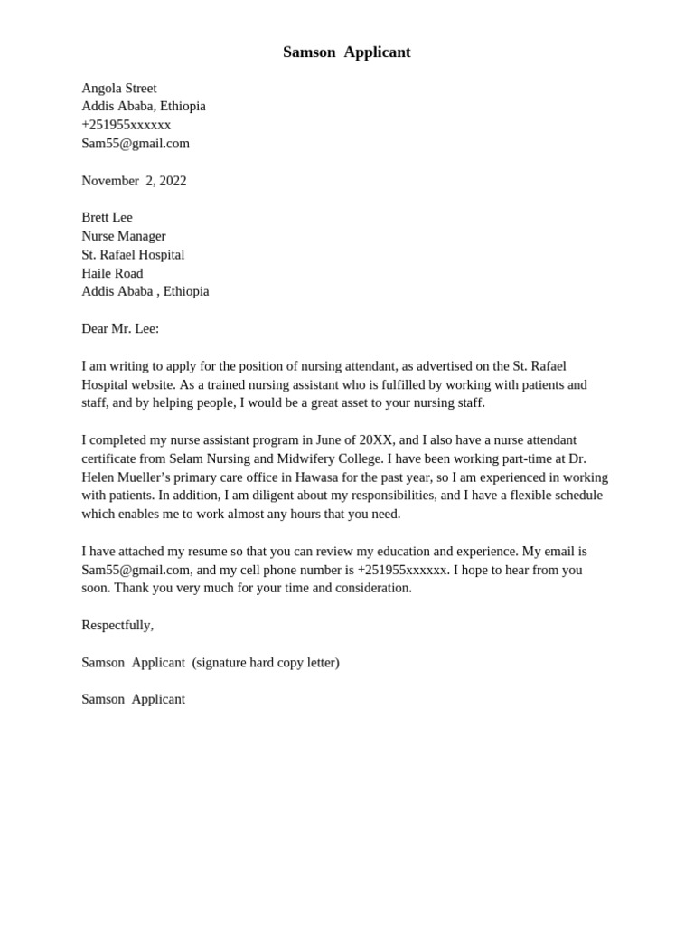 Cover Letter Samson | PDF