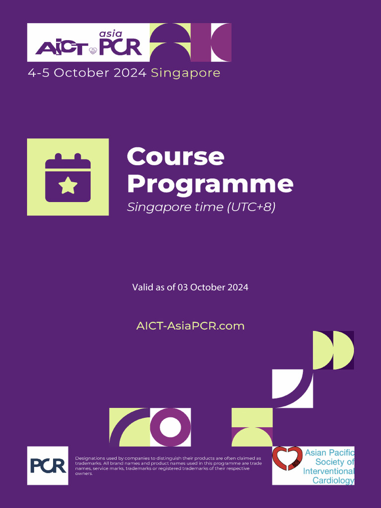 Programme Aict-Asiapcr2024 | PDF | Percutaneous Coronary Intervention | Stent